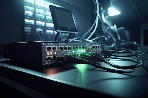 Network Cables Connected Into Switches Generative Ai Stock