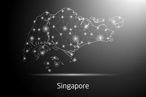 추상 매시 라인과 포인트 스케일 와 어두운 그라디언트 배경 와 싱가포르의 지도 3d 메쉬 폴리곤 네트워크 연결 0명에 대한 스톡 벡터 아트 및 기타 이미지 Istock