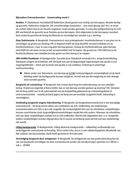 Bijzondere Overeenkomsten Samenvatting Week 5 Havenbedrijf