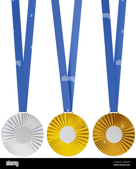 A Silver Medal Gold Medal Bronze Medal On Pure White Background For Better Separation Middle