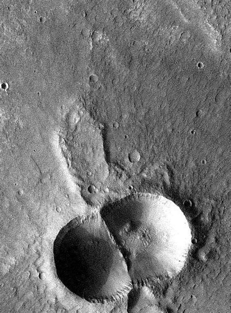 Themis Image From The Odyssey Orbiter Showing A Double Bowl Crater On