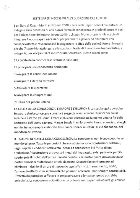 Etica Morin I Sette Saperi Appunti Di Etica Docsity