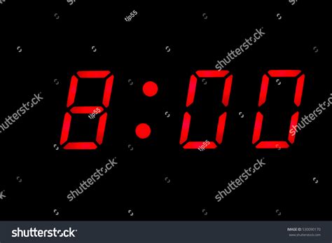Digital Clock Closeup Displaying 800 Oclock Stock Illustration