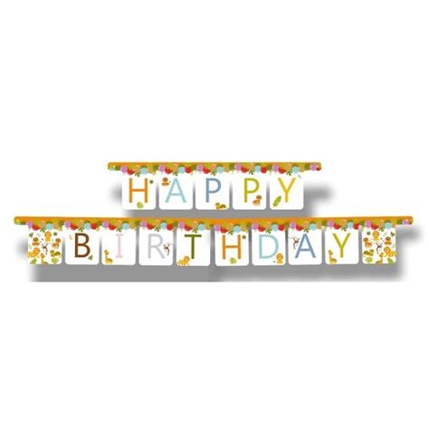 Банер за рожден ден с животни сафари джунгла Happy Jungle Парти