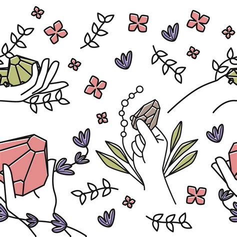 Handdrawn Aesthetic Gemstone Pattern Seamless 12433740 Vector Art At