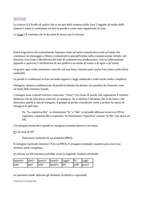 Spiegazione Della Sintassi Docsity