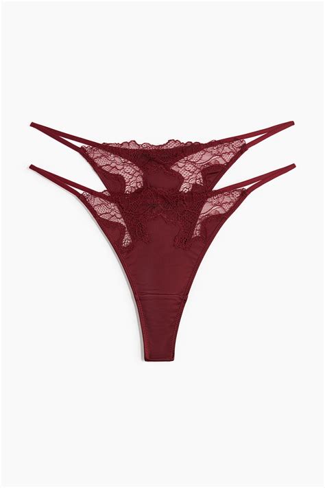 마이크로파이버 Thong 팬티 2피스 세트 다크 레드 여성 Handm Kr