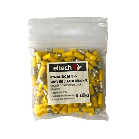 Pre Insulated Bullet Connector Male Yellow Eltech