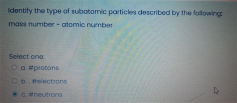 Solved Identify The Type Of Subatomic Particles Described By Chegg Com