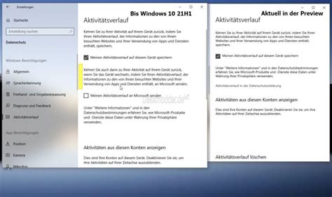 Zeitleiste Timeline unter Windows 10 wird beschränkt und speichert