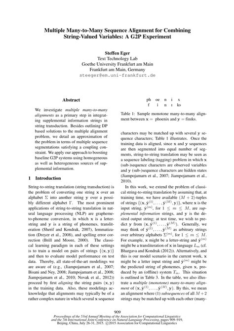 pdf multiple many to many sequence alignment for combining string
