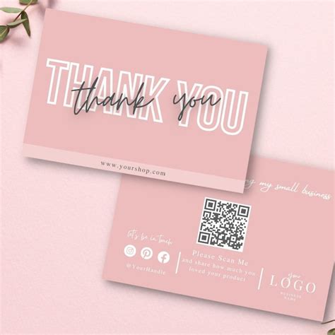 qr code card thank you etsy