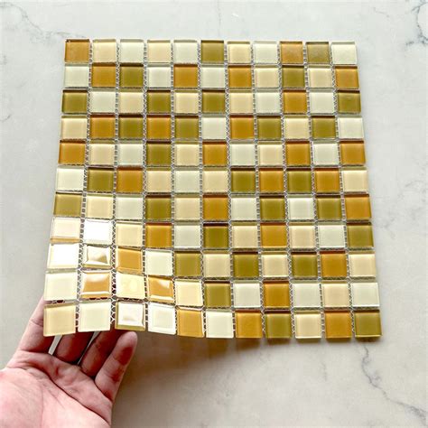 Swimming Pool Tiles Mosaic Yellow Crystal Glass Mosaic Tiles For Sale