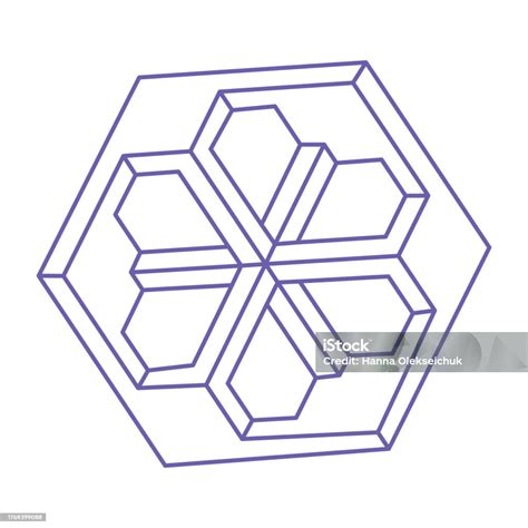 불가능한 모양 신성한 기하학 인물 착시 추상적인 영원한 기하학적 물체 불가능한 끝없는 윤곽선 광학 예술 흰색 배경에 불가능한