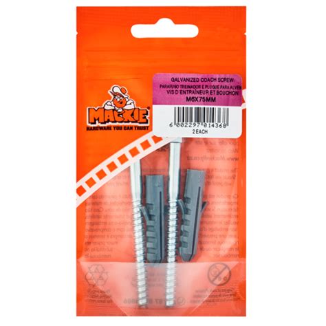 Mackie Coach Screw And Plug M6 X 75mm 2 Piece Nails And Mounting Nails