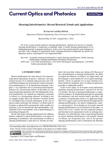 Shearing Interferometry Recent Research Trends And Applications Pdf Interferometry Optics
