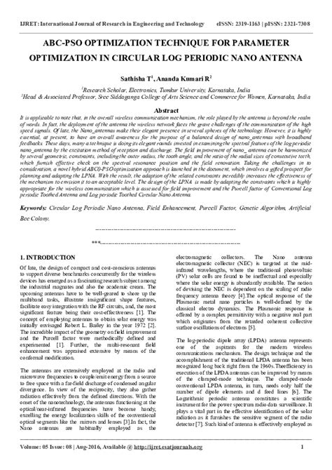 Doc Abc Pso Optimization Technique For Parameter Optimization In Circular Log Periodic Nano