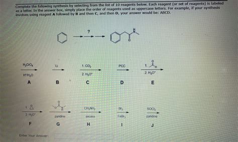 Solved Complete The Following Synthesis By Selecting From