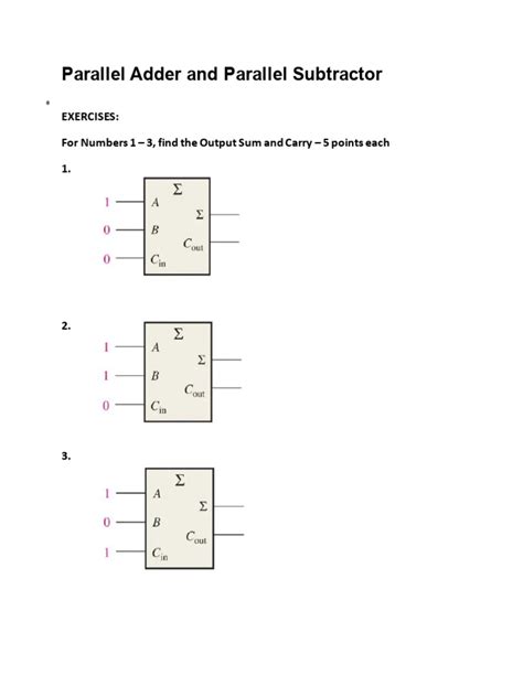 Parallel Adder And Subtractor Exercises Pdf