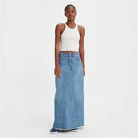 Levis Iconic Long Denim Skirt Depop
