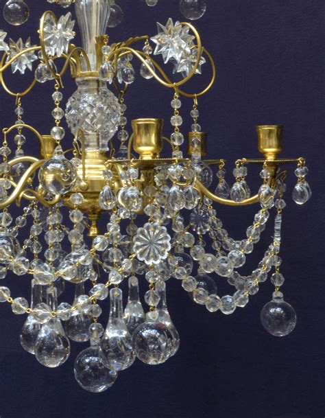 Bijou Gilt Brass And Glass Six Branch Scrolling Chandelier By Faraday