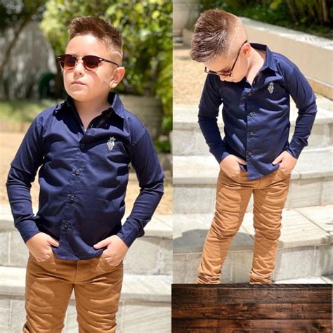 Roupa Menino Infantil Camisa Manga Longa Azul Marinho Calça Color