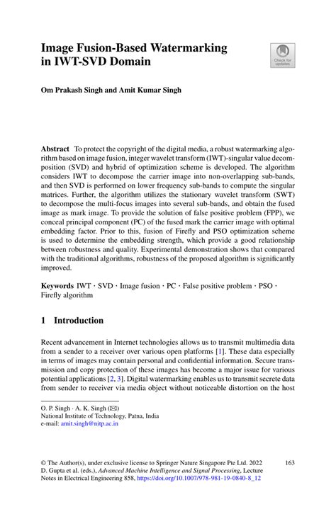 Pdf Image Fusion Based Watermarking In Iwt Svd Domain