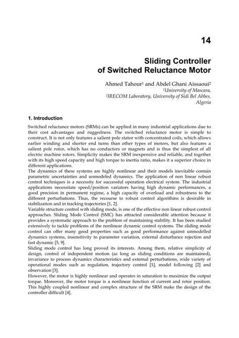 Pdf Sliding Controller Of Switched Reluctance Motor