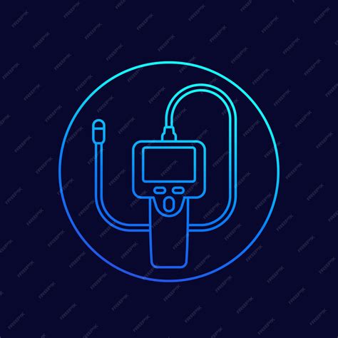 내시경 아이콘 검사 카메라 라인 벡터 프리미엄 벡터
