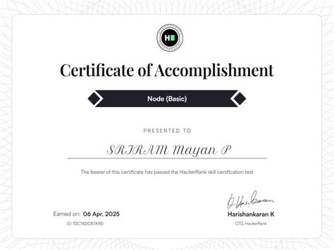 Hackerrank Nodejs Continuouslearning Professionaldevelopment Sriram Mayan