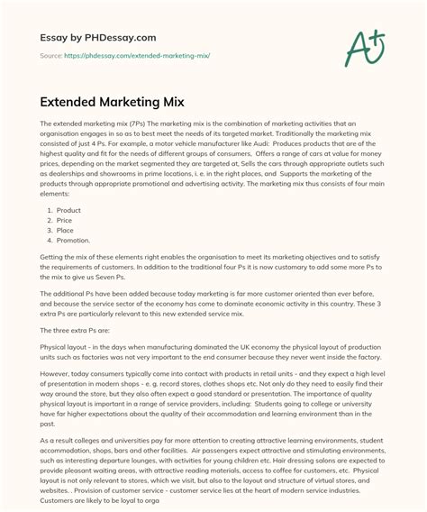 Extended Marketing Mix 600 Words