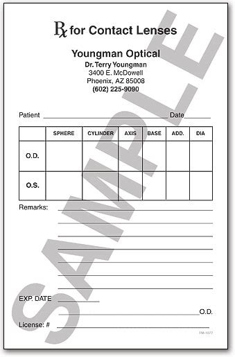 Rx Prescription Pads Smartpractice Eye Care
