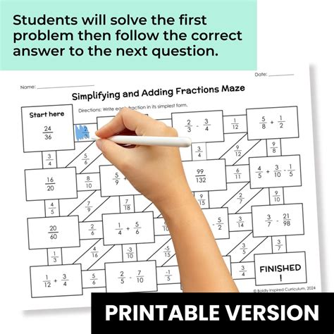 Adding And Subtracting Fractions Digital Maze Activity Unlike Denominators Boldly Inspired