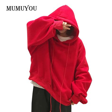 Women Ladies Loose Baggy Pullover Sweatshirt Puff Sleeve Hooded