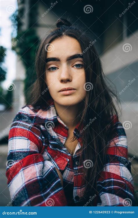 Candid Lifestyle Portrait Of Cute Girl Stock Image Image Of Blue