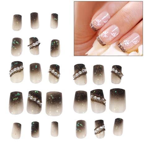 24 In 1 3d Design Rhinestone Nail Stickers Random Color Delivery