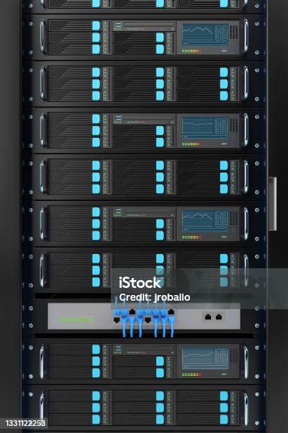 컴퓨터 서버 랙이 닫힙습니다 3d 일러스트레이션 네트워크 서버에 대한 스톡 사진 및 기타 이미지 네트워크 서버 전경 0명 Istock