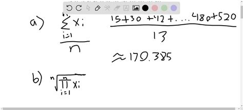 SOLVED Calculate The Arithmetic Mean The Geometric Mean And The