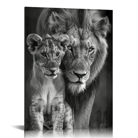 Nawypu Modern Black And White Animal Picture Painting Lion And Lioness