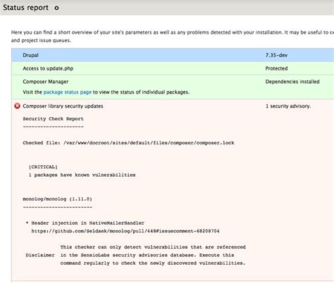 Use Sensiolabs Security Checker To Check For Vulnerable Composer
