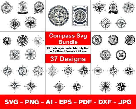 Compass Svg Bundle Compass Rose Svg Nautical Compass Svg Compass Dxf