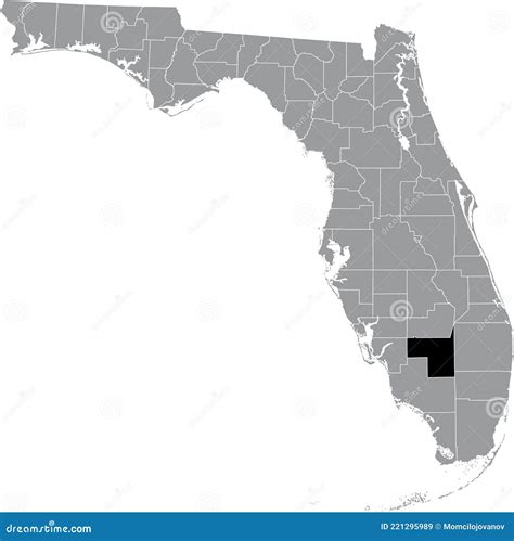 Location Map Of The Hendry County Of Florida Usa Stock Vector