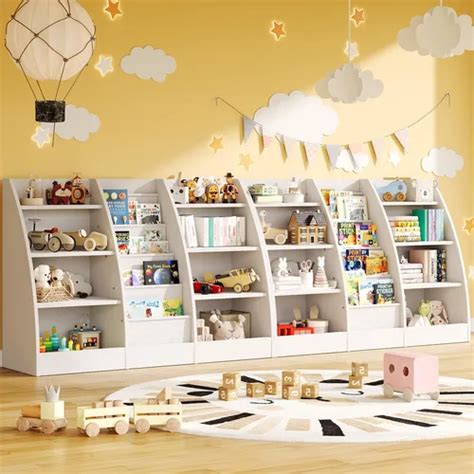 Juego De 2 Estanterías De Madera Para Niños 4 Niveles Color Meses Sin Interés