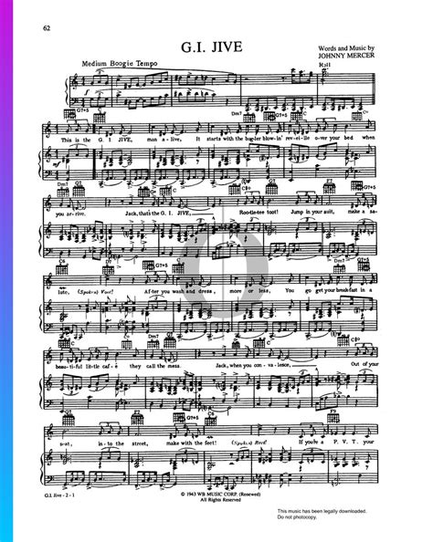 Gi Jive Johnny Mercer Piano Sheet Music Oktav