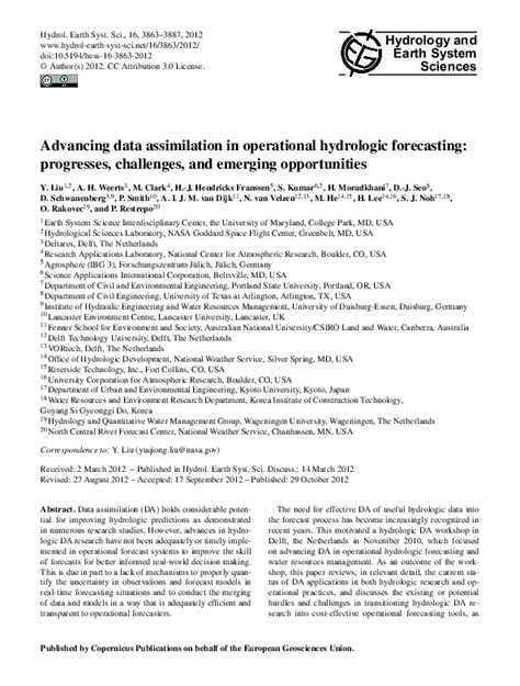 Pdf Advancing Data Assimilation In Operational Hydrologic Forecasting