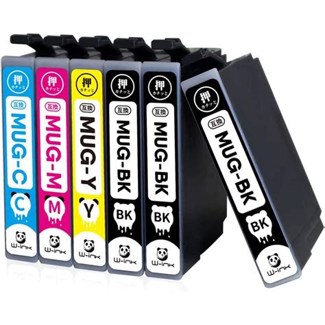 Mug 4cl Mug Bk×2 お得な6個セット Epson エプソン 互換インクカートリッジ マグカップ 4色セット黒2本 残量表示