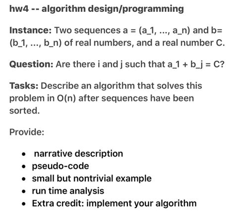 Solved Hw Algorithm Design Programming Instance Two Chegg Com