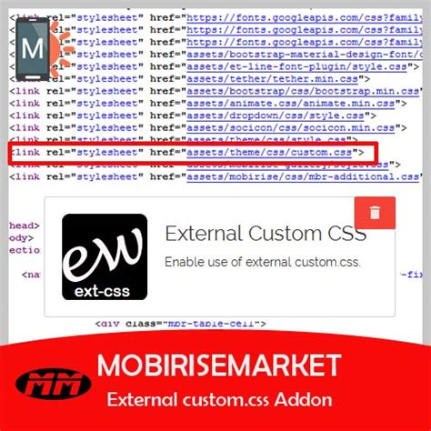 Mobirise External Css Addon Mobimarket Mobirise Custom Extension Market