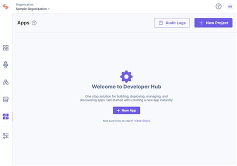 creating an app in developer hub