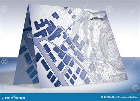 Imaginary Cadastral Map With Buildings Land Parcel And Vacant Plot